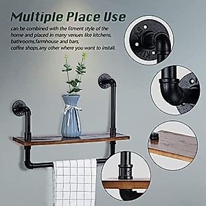 Self Control Industrial Retro Wall Mounted Pipe Shelving Brackets,Rustic Metal DIY Floating Shelves,Wall Shelf Unit Bookshelf,Hanging Iron Wall Decor for Kitchen,Office,Living Room,Bedroom (1-U-Tier)