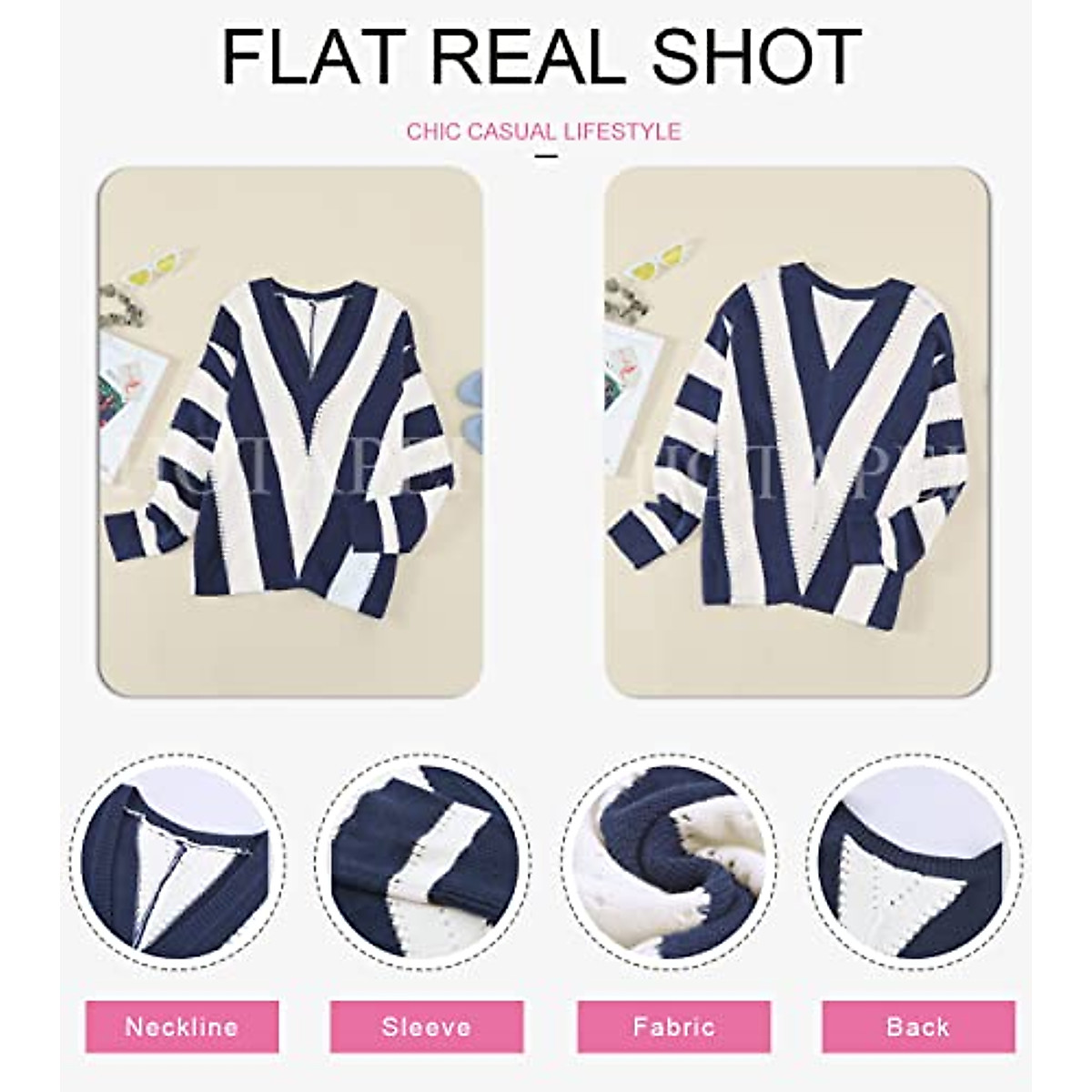 EVALESS Womens Fall Sweaters Winter Long Sleeve Sexy Deep V Neck Hand Knit Striped Sweater Tops Fahion 2024 Loose Pullover Color Block Sweaters for Teen Girls Blue Medium