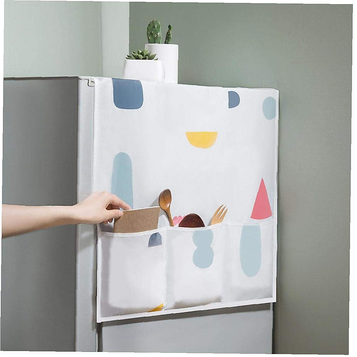 AMOYER 1pc Fridge Dust Cover Waterproof Cotton Washing Machine Top Dust Cover Universal Refrigerator Microwave Oven Decor Storage Bag