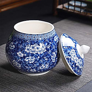HUANG Ancient Chinese Style Creative Blue and White Ceramic Jar with Lid