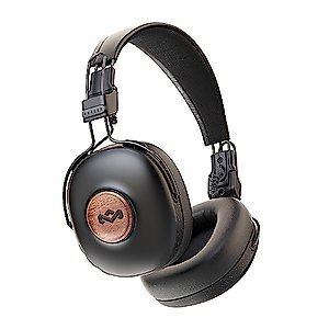 House of Marley Positive Vibration Frequency: Over-Ear Wireless Headphones with Microphone, Wireless Bluetooth Connectivity, 34 Hours of Playtime and Quick Charge Technology, Signature Black