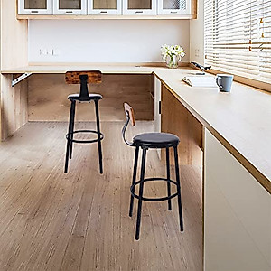 ALAPUR Rustic Bar Stools Set of 2 with Back and Footrest,Industrial Counter Height Bar Stools for Dining Room Kitchen Farmhouse,Black(20.5" D x 20.5" W x 39.4" H)