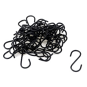 Meprotal 50pcs S Hooks 1.7inch, Black Mini Ornament Hooks Iron Hooks Hanger Small S Hooks for Hanging Jewelry Kitchenware Plants