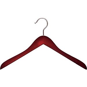 Cherry Finish Wood Top Hanger with Concave Body and Matte Nickle Hardware in 17" Length X 5/8" Thick, Box of 24