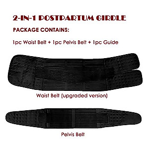ChongErfei 2 in 1 Postpartum Support Recovery Belly Wrap Waist/Pelvis Belt Body Shaper Postnatal Shapewear,One Size Black