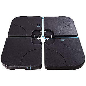 Giantex 4-Piece Cantilever Umbrella Base, Water or Sand Filled 180 lbs Patio Umbrella Base Offset, Square Outdoor Market Umbrella Weights with Carry Handles for Garden Backyard Poolside (Square 41'')