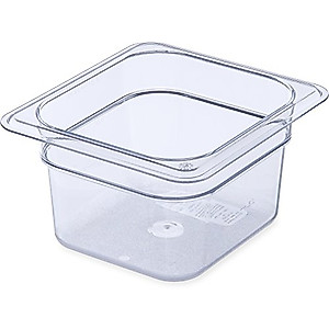 Carlisle FoodService Products Plastic Food Pan 1/6 Size 4 Inches Deep Clear