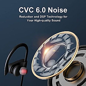 Bluetooth headphones Wireless Earbuds Bluetooth 5.0 running headphones IPX7 Waterproof Neckband Earphones with 8 Hrs Playtime CVC 6.0 Noise Cancellation Headsets for Running Sports Workout Gym (Black)