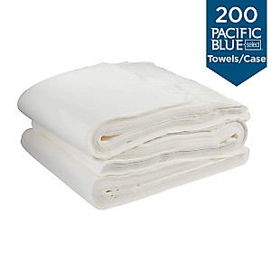 Pacific Blue Select A300 Disposable Patient Care Bath Towel by GP PRO (Georgia-Pacific),1/2-Fold, White, 80540,1 Box of 200 Towels