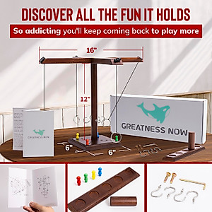 Ring Toss Game for Adults - Hook and Ring Game String - 2 to 4 Players, Fast & Easy String Adjustment, Instructions for Easy Assembly, Sturdy Design, Special Buyer Bonuses - Ring Hook Game