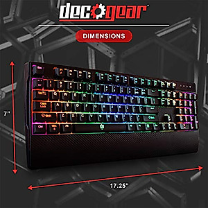 Deco Gear Mechanical Gaming Keyboard, Anti-Ghosting, Ergonomic Fixed Palm Rest, Full Customizable RGB Backlit, Carbon Fiber Design, Outemu Blue Switch, Wired, Black