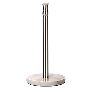 Siwil Paper Towel Holder Stand, One-Handed Ripping Paper Towel Roll Holder Countertop, Heavy Marble Base, NOT Tip Over - (Marble, Brushed Nickel)