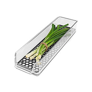Spectrum Diversified Hexa in-Fridge Small Refrigerator Bin for Storage and Organization of Fruit Vegetables Produce and More, 15 x 4 x 2.25, Clear Frost