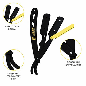 Professional B&G Straight Edge Shaving Razors,with Green Platinum Derby 100 Count Blades-Easy Blades Replacement Mechanism-100% Stainless Steel Macs-051BG1 (B & G with Green Platinum Blades)