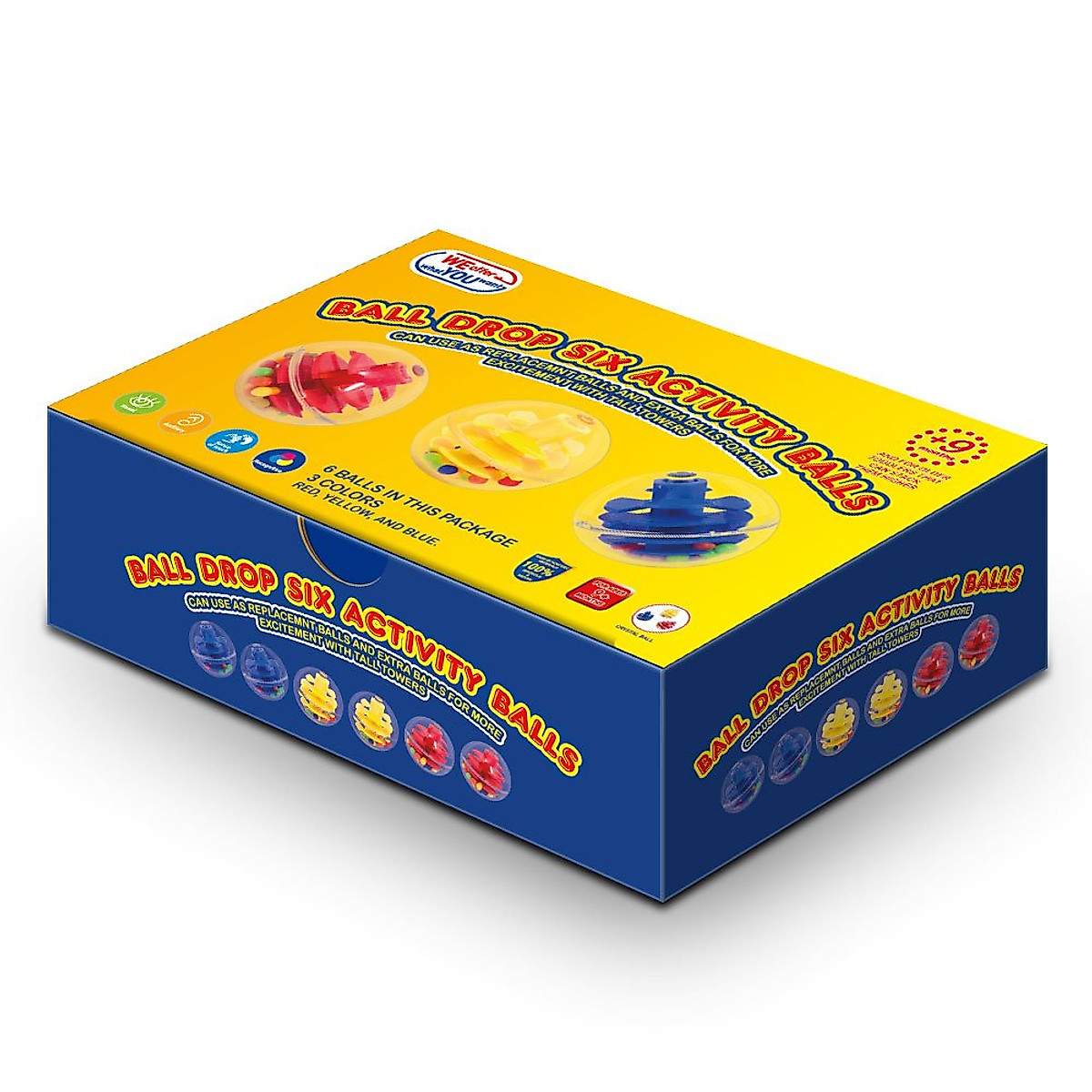 Activity Rattle Balls. 6 Ball Drop Replacement Balls for Baby and Toddlers, Clear Plastic Durable. Ball Ramp Toy Ball Extras.