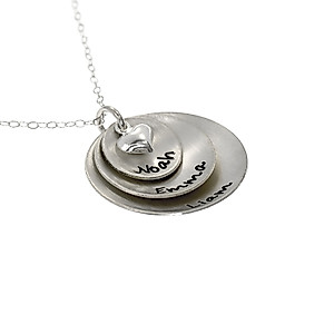 AJ's Collection Sterling Silver Lucky Three Necklace - Personalized with 3 names or words of your choice. Includes Sterling Silver Cable Chain (18)