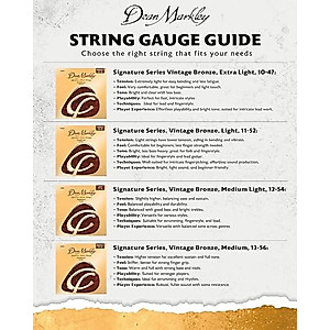 Dean Markley Signature Vintage Bronze Acoustic Guitar Strings 6 String Set, 12-54 Acoustic Guitar Strings Medium Light, Precision Wound Guitar Strings Acoustic with Superior Tone Quality, Made in USA