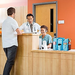 Juvale Large Utility Tote Bag with Pockets, Compartments, and Zip Top for Teachers, Nurses, Crafts, Travel Organization (Light Blue, 14.5 x 10.5 x 6 In)