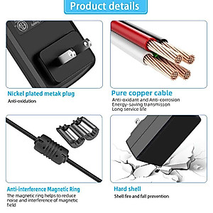 12V Power Supply Charger Cord for Sony Blu Ray DVD Player, 12Volt Plug for Sony BDP-Series BDP-S3700 BDP-S3200 BDP-S6700 BDP-S1700 BDP-S6500 BDP-S3500. Replacement for Sony AC-M1208UC AC Adapter.