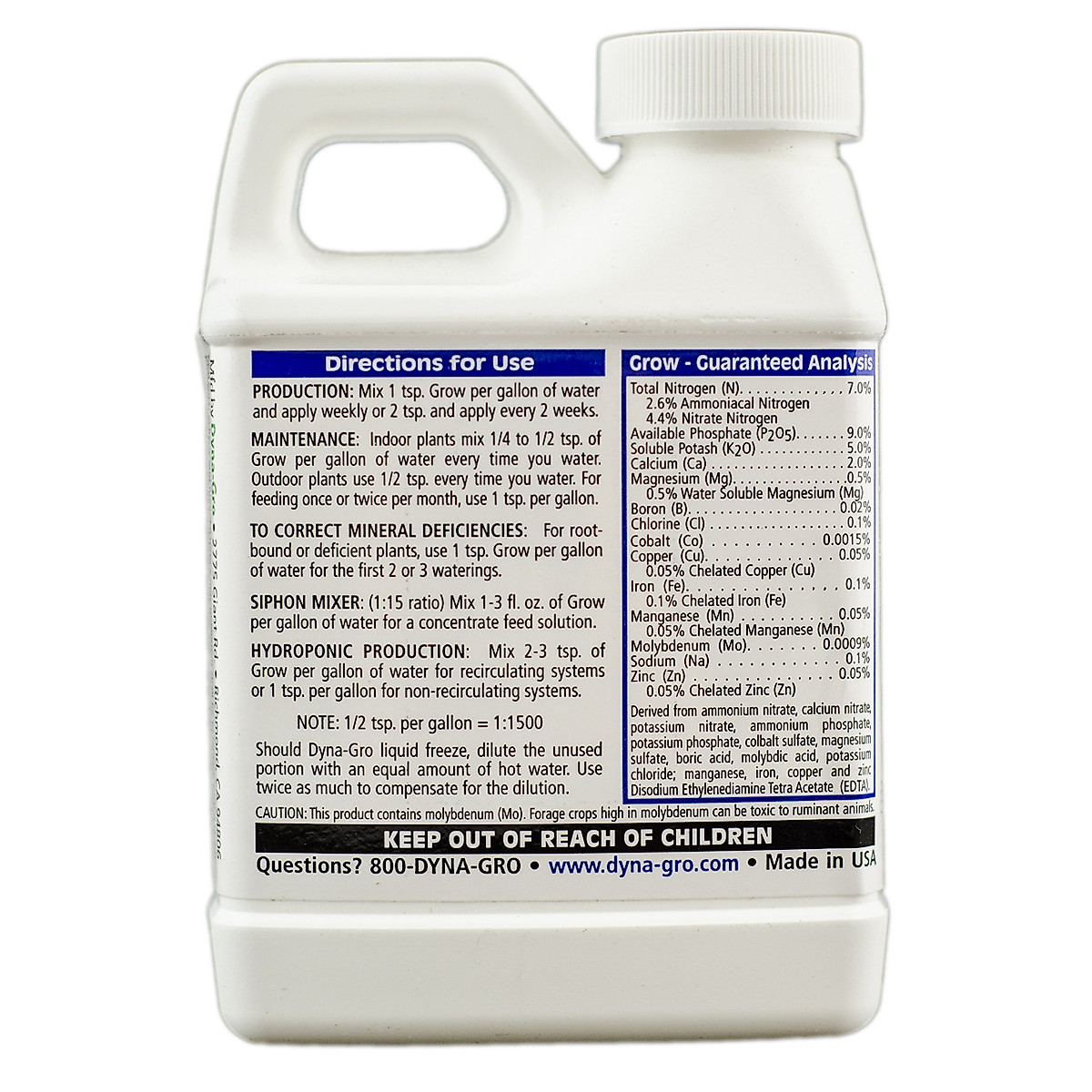 Dyna-Gro Gro-008 Grow 7-9-5 Plant Food, 8-Ounce