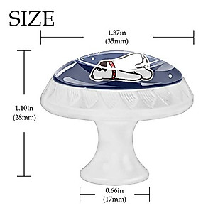 Cabinets Hardware Round Furniture Knobs Sleepy Bear Pattern Print Drawer Dresser Wardrobe Pulls Handles 4 Pack for Home Kitchen Bathroom