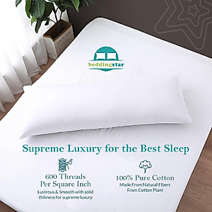 Body Pillowcase 20X48 Body Pillow Cover White Zipper Closer Set of 1 Piece Body Pillow Case Premium -600 Thread Count Hotel Quality 100% Soft Egyptian Cotton Body Pillowcases 20 x 48,White Solid