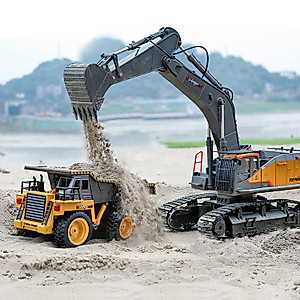 kolegend 22 Channel RC Excavator Metal Shovel Independent Arms 1/14 Scale, Professional Remote Control Construction Vehicles, Boy Toys Best Gift for 8+ Years Old Boys Adults