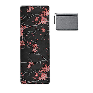 ALAZA Cherry Blossom Sakura Flower Floral Nonslip Yoga Mat Towel with Grip Dots for Women Men