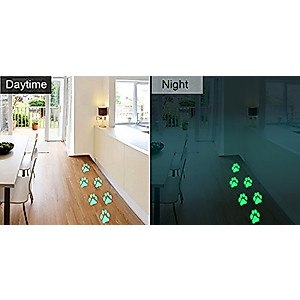 Marsway Cute Paw Print Night Luminous Removable Kids Room Wall Decal Glow in The Dark Decorative Sticker