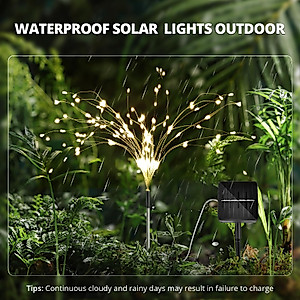 iFalarila 8 Modes Solar Garden Lights with 1200mAH Solar Panels, 480 LED Fairy Lights - Waterproof - Firework Light - String Lights for Yard Decorations, Pathway, Garden, Patio - 4 Pack Warm White