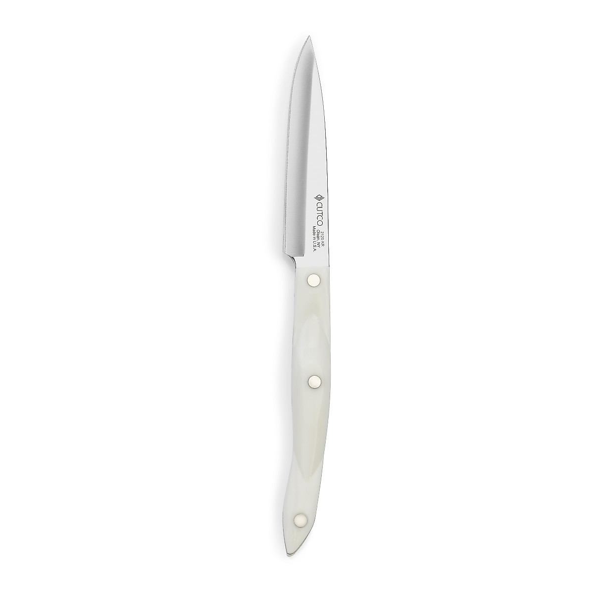 CUTCO Model 2120 White (Pearl) 4” Paring Knife with High Carbon Stainless Straight Edge blade and 5.5” handle