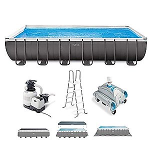 Intex 26363EH Ultra XTR 24ft x 12ft x 52in Frame Above Ground Rectangular Swimming Pool with Pump and Automatic Vacuum Cleaner with a 1.5-Inch Fitting