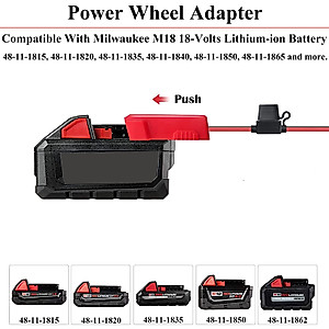 Power Wheels Adapter for Milwaukee Battery M18 18V Power Wheels Battery Conversion Kit with Fuse Holder and 3PCS 30Amp Fuses UIInosoo for DIY, RC Toys car Truck and Robotics