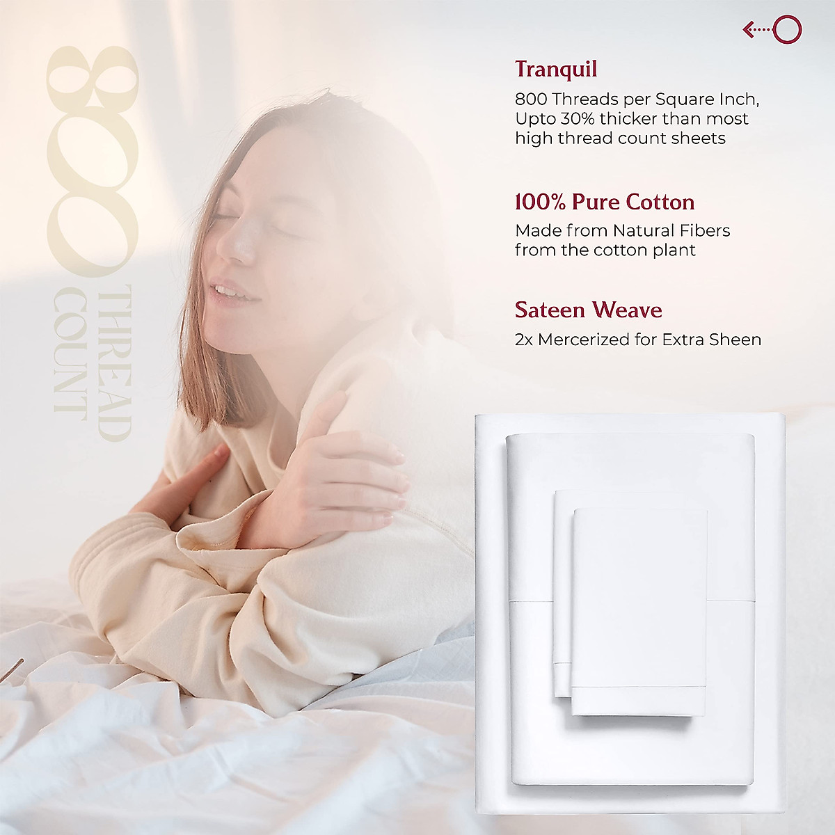 Mayfair Linen 100% Egyptian Cotton Sheets Queen Size - 800 High Thread Count Sheets Queen, 4 PC White Luxury Hotel Bedsheet for Queen Size Bed, 16" Deep Pocket Sateen Soft Cooling Bedding Sets