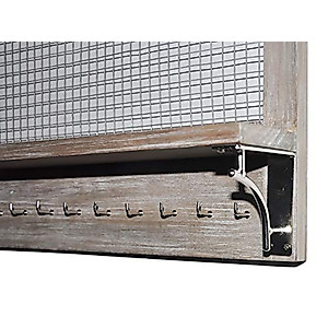 Spiretro Jewelry Organizer, Wall Mount Jewelry Holder Rack with Hooks Shelf and Removable Rod, Hanging Earrings Necklaces Bracelets Rings, Storage Accessories, Rustic Wood_Grey