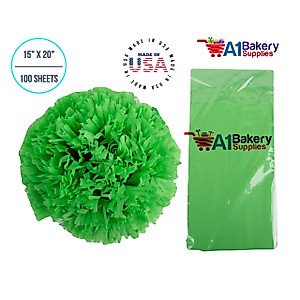 Groovy Green Tissue Paper 15 X 20-100 Sheet Pack Premium HIgh Quality Tissue A1 Bakeru Supplies Made in USA