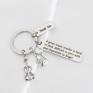 FUSTMW Violin Teacher Gifts Music Teacher Keychain Thank You Gift for Violin Teacher Appreciation Gift Music Teacher Retirement Gift (silver)