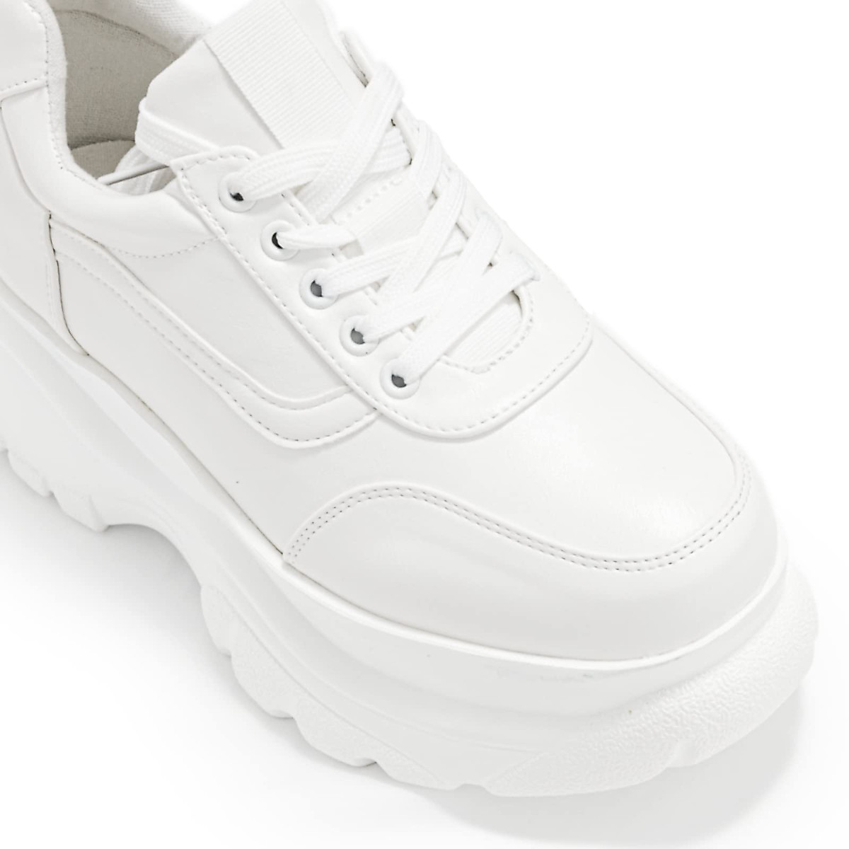 READYSALTED Platform Sneakers for Women Fashion Chunky Sneakers Casual Lace Up Walking Sneakers(BLOWN1-White-11)