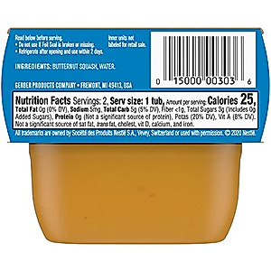 Gerber Natural for Baby 1st Foods Baby Food Tubs, Butternut Squash, Non-GMO Pureed Baby Food, Made with Natural Vegetables, 2 - 2 OZ Tubs/Pack (Pack of 4)