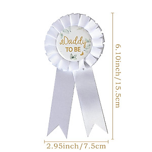 PATICARRY NEW HAPPYLAND - Neutral Maternity Sash & Daddy to Be Tinplate Badge Pin - Gender Reveal Party Neutral Sage Green - Sash Leaves Greenery Mom to be & New Dad Baby