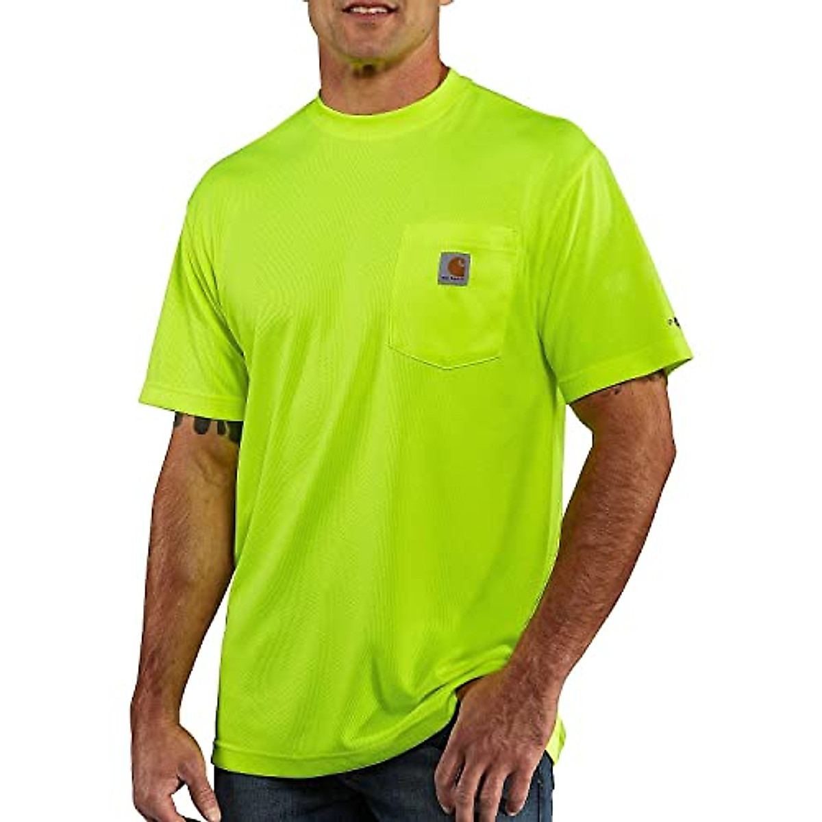 Carhartt Men's High-Visibility Force Relaxed Fit Lightweight Color Enhanced Short-Sleeve Pocket T-Shirt , Brite Lime, X-Large