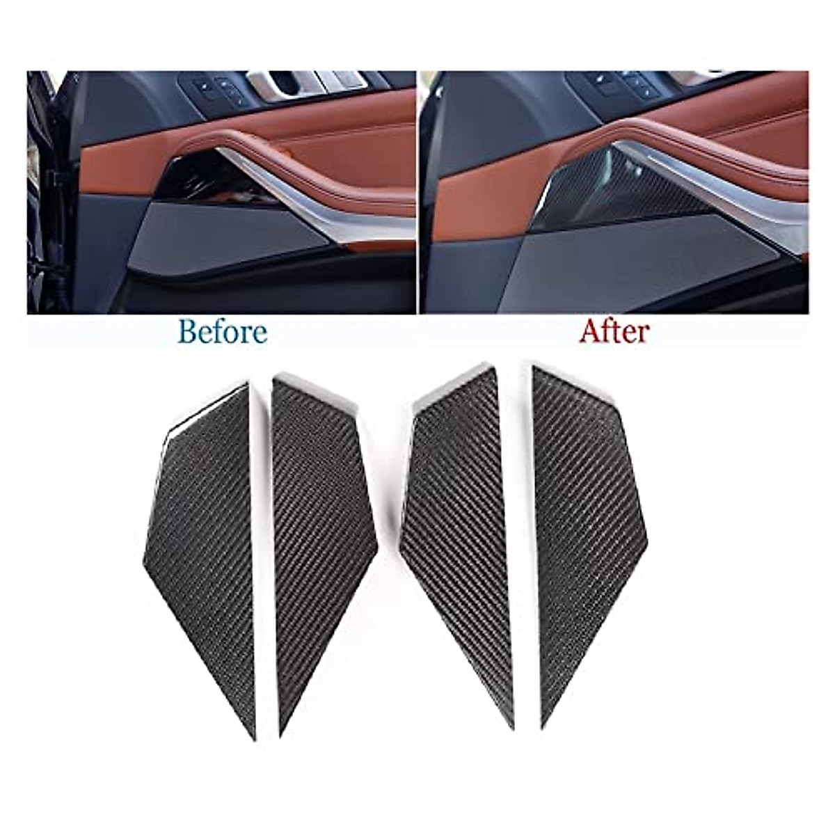 PCEYES Compatible with BMW X5 X7 G05 G07 Real Carbon Fiber Inner Door Panel Decoration Stickers Car Interior Modification Accessories