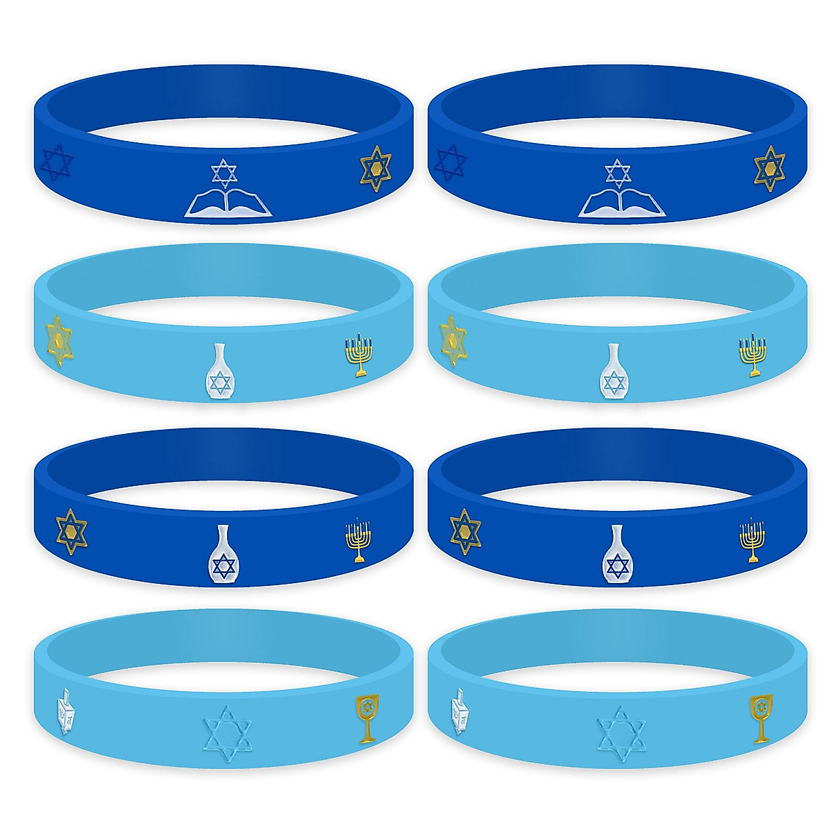 BlueBell 20 pc Jewish, Hanukkah, Bar Mitzvah Celebration, Jewish, Israel Wristbands Party Favors (Small, Jewish)