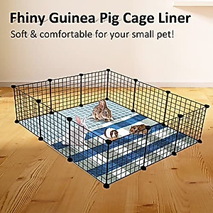 Fhiny 2 PCS Guinea Pig Cage Liner Plaid Washable Guinea Pig Bedding Reusable Small Pet Pee Pads Fast Absorbent Waterproof Anti Slip for Rabbits Bunny Hamsters or Other Small Animals