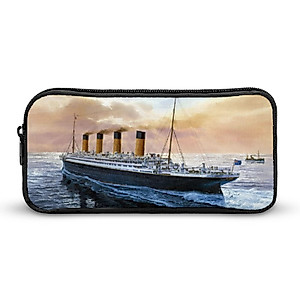 Retro Titanic Famous Old Historic Pencil Pen Case Portable Large Capacity Pen Pouch Stationery Organizer Makeup Bag with Zip