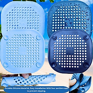 Elegaro Silicone Drain Hair Catcher with Suction Cup Hair Stopper for Shower Bathtub Kitchen Sink Pack of 2 Blue, Sky Blue