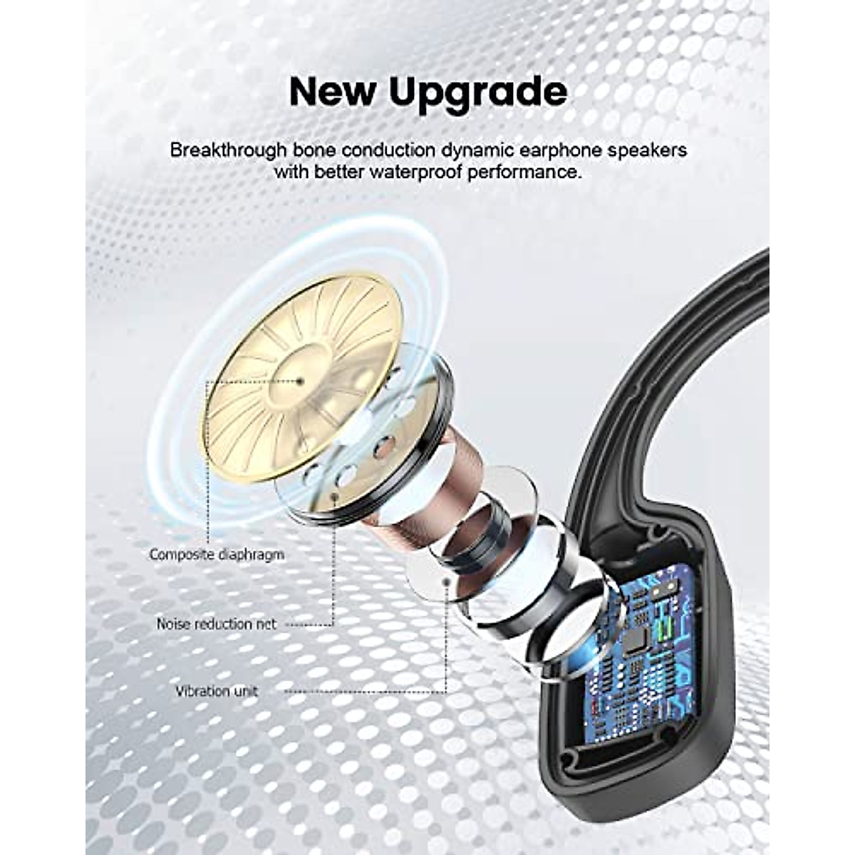 CYBORIS Wireless Bluetooth Headphones, IPX8 Waterproof Swimming Headphones, 16GB Mp3 Player Workout Headphones - Built-in Bone Conduction Waterproof Horn in-Ear Earphones for Run, Swim, Cycle