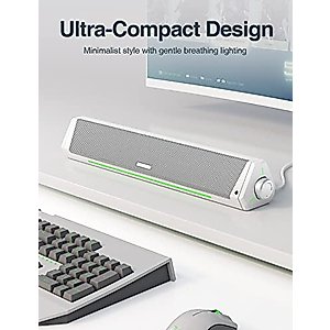 Computer Speakers, Bluetooth Computer Soundbar, HiFi Stereo, 3.5mm Aux-in Connection, USB Powered Computer Speakers for Desktop Monitor, PC, Laptop, Tablets