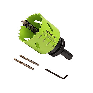 SAWSAVVY 2 inch Hole Saw for Wood Metal Drywall, Hole Saw Drill Bit, Bi-Metal Hole Cutter with Hex Shank Pilot Drill Bit Adapter, 2 Hole Saw (51mm), 1 5/8 inch Cutting Depth