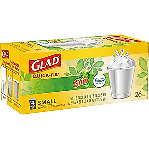 GLAD Small Trash Bags - 4 Gallon Trash Bag for Waste Basket, Gain Original Scent with Febreze Freshness- 26 Count (Pack of 6)